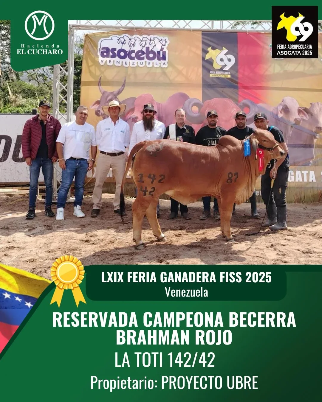 RESERVADA CAMPEONA BECERRA BRAHMAN ROJO EN LXIX FERIA GANADERA FISS ...